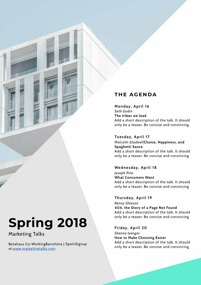 Conference agenda | Free poster template - Piktochart