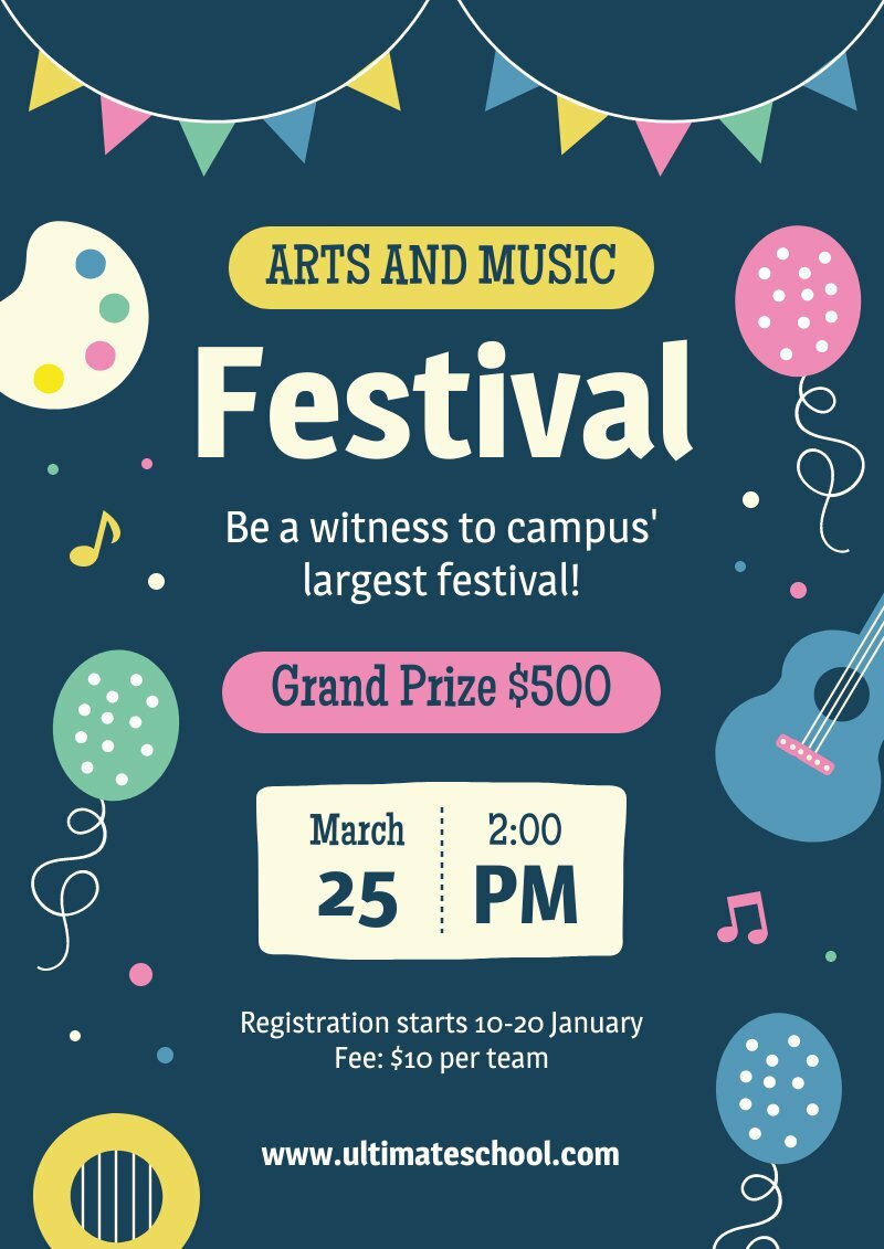 Arts and Music Festival | Free Flyer Template - Piktochart
