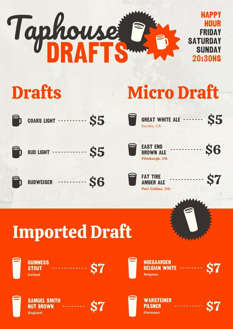 Beer Menu Free Menu Template Piktochart