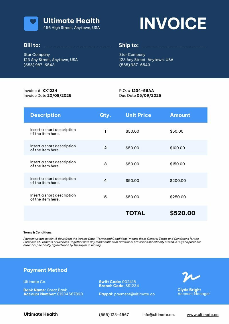 Medical Invoice Template